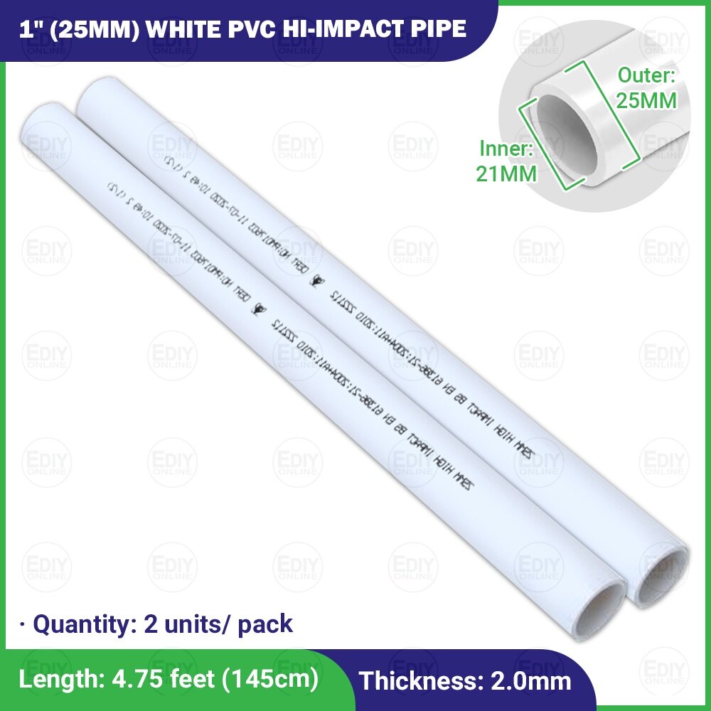 【NEW】(CUT 4.75 FEET x 2pcs) 3/4" 20mm / 1" 25mm SIRIM PVC PIPE CONDUIT ...