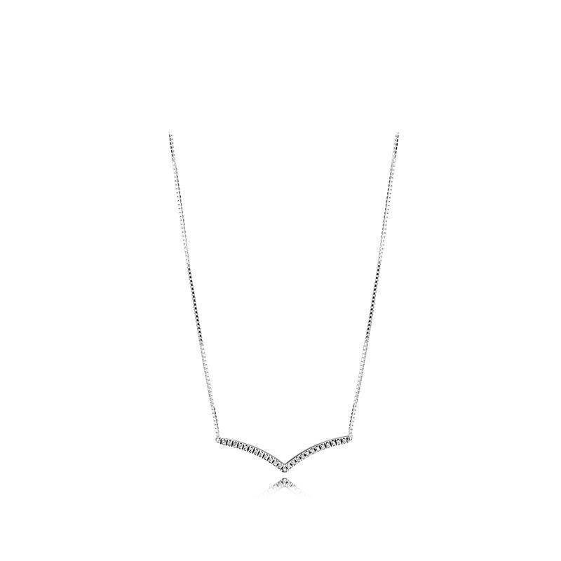 PANDORAˉ wish flashing 925 silver necklace 397802CZ personality simple ...