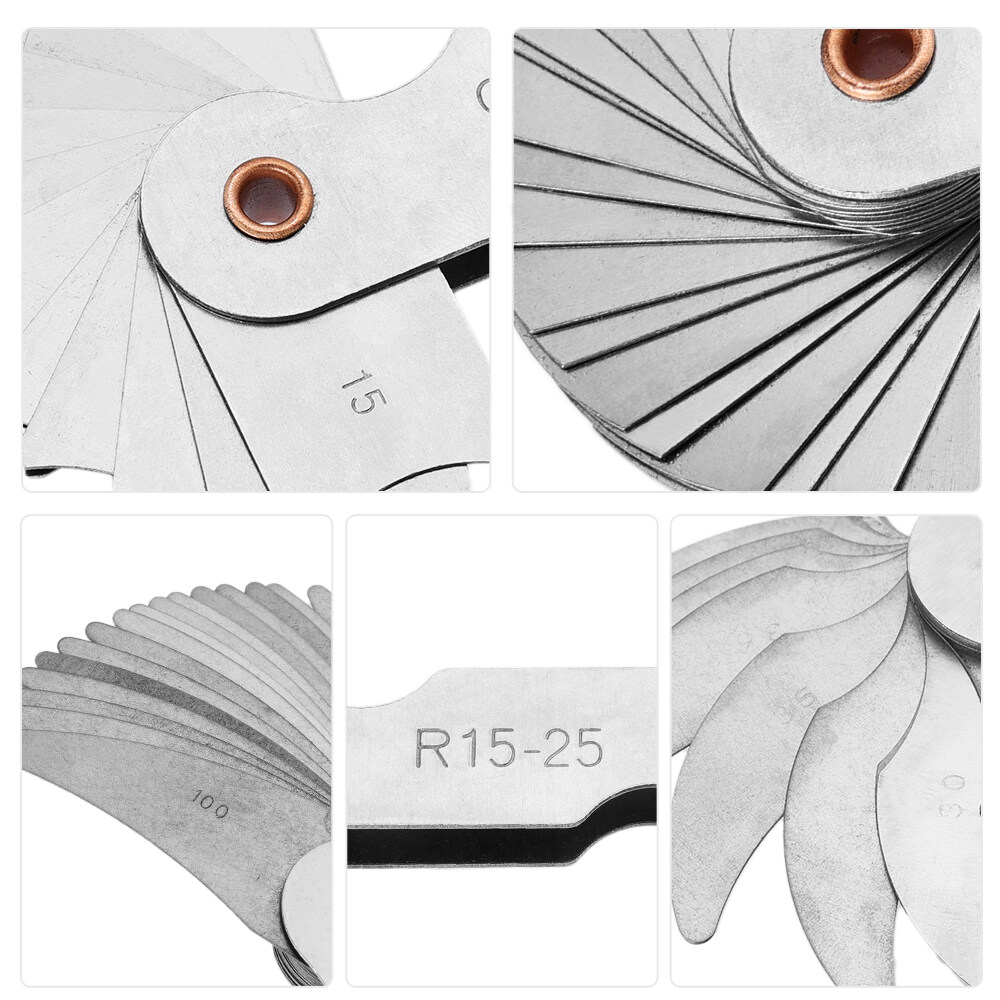 Vastar รัศมีมาตรวัด R1-R100ชิ้นเกจวัด Feeler เมตริกเครื่องยนต์หัวโค้ง ...