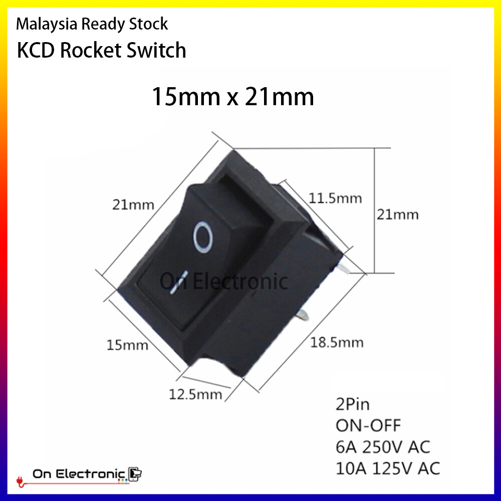 KCD1 Rocker Switch 10X15mm / 15X21mm Mini Push Button Switch ON-OFF-ON ...