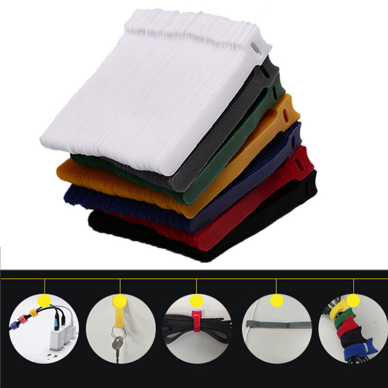 【Flash Sale】50pcs Reusable Nylon Strap Hook and Loop Cable Cord Ties ...