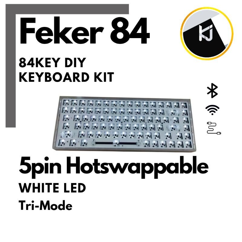 🔥MalaysiaStock🔥Feker JJK84-T1 Tri-Mode DIY Keyboard kit with white light Bluetooth Wireless ...