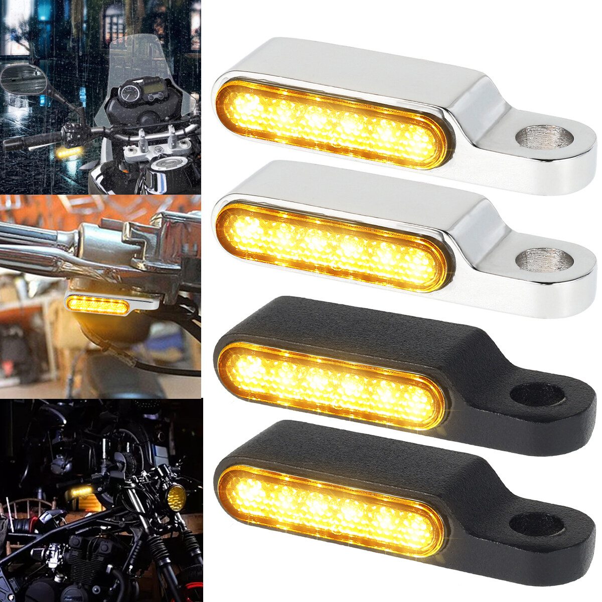 ไฟเลี้ยว Led ติดแฮนด์มอเตอร์ไซค์2ชิ้น ไฟมินิสำหรับขับมอเตอร์ไซด์ไฟ