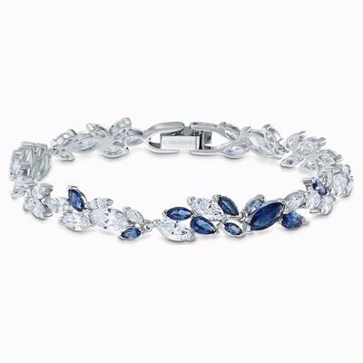 Swarovski Louison สร้อยข้อมือสีฟ้าใบสดคริสตัลตาม้า Leaf กำไลข้อมือกลีบ ...