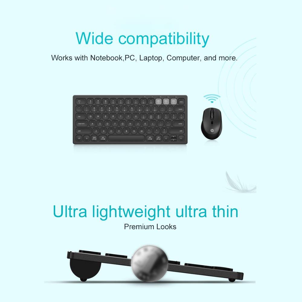 HP CS750 2.4G Wireless Bluetooth Keyboard and Mouse Combo Dual Mode Silent Gaming Office Mice ...