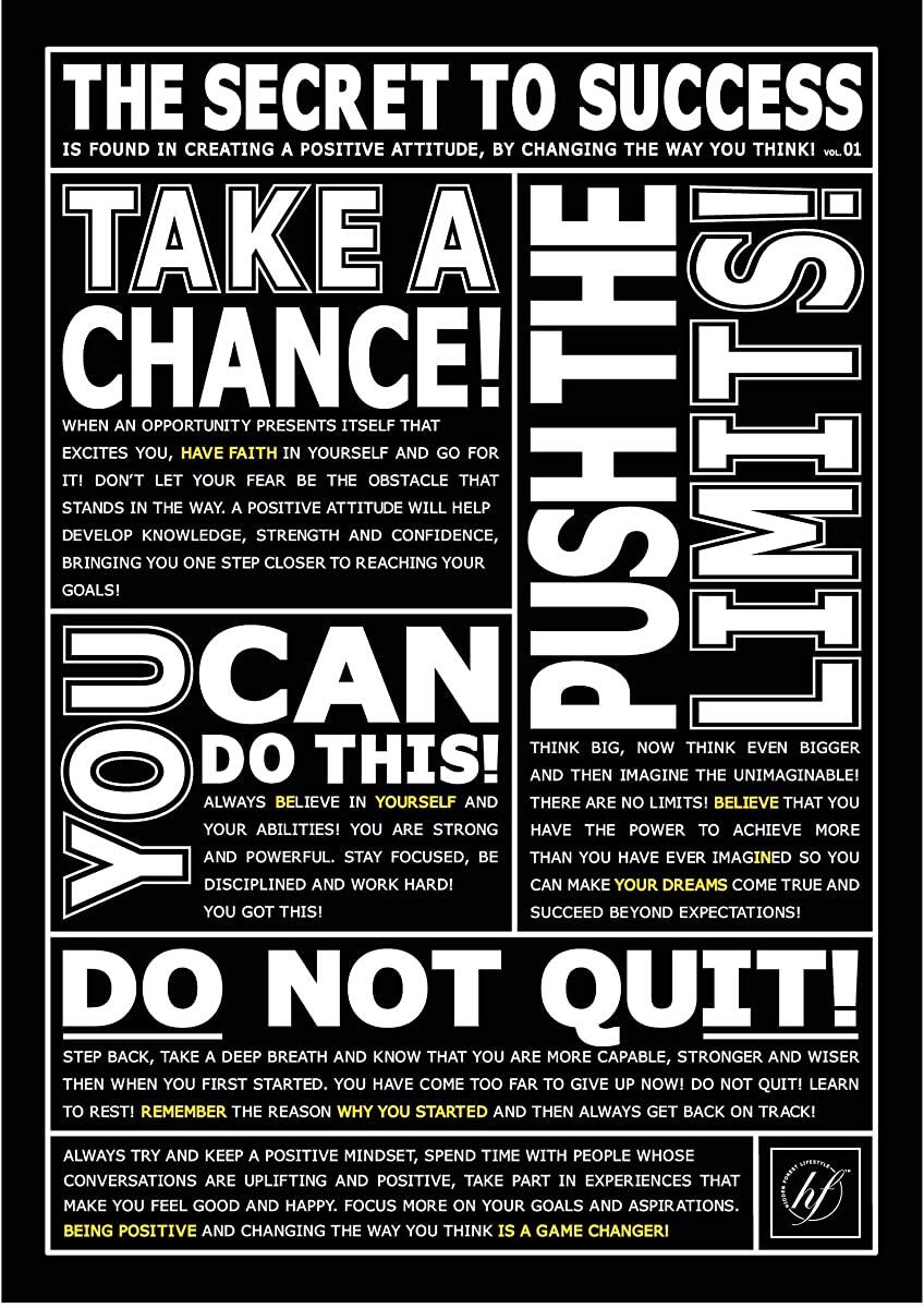 HFL The Secret to Success Motivational Poster Poster for Office Decor ...