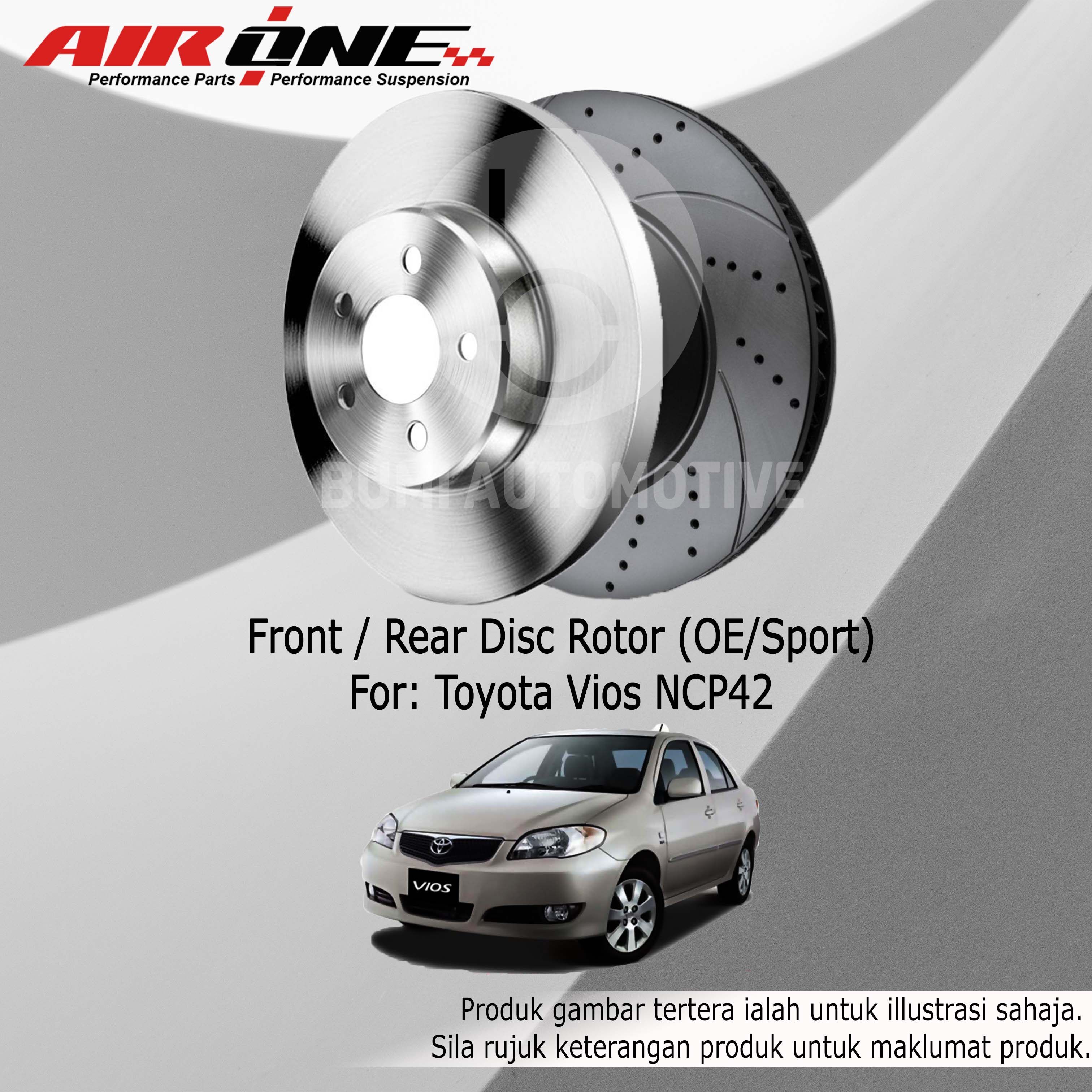 Toyota Vios NCP42 Front (Depan) / Rear (Belakang) Disc Rotor Racing ...