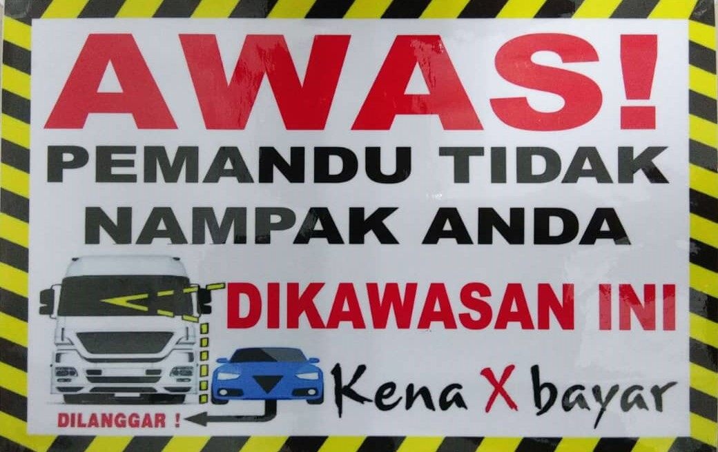 AWAS STICKER 'LORI/LORRY/TRUCK/BUS'/ , FOR SAFETY(AWAS CAUTION ...