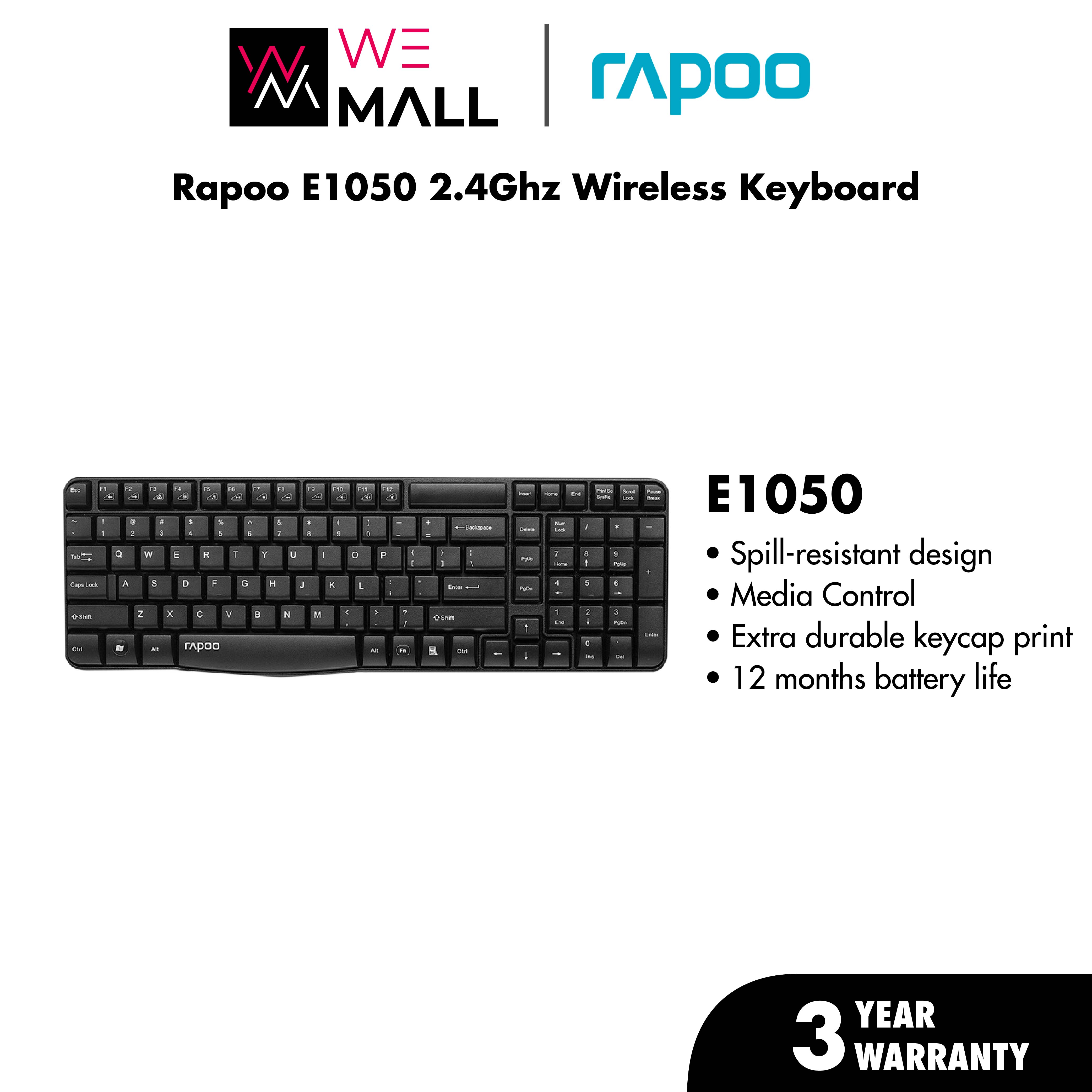 Rapoo E1050 2.4Ghz Wireless Keyboard with Spill Resistant - 3 Years Warranty | Lazada