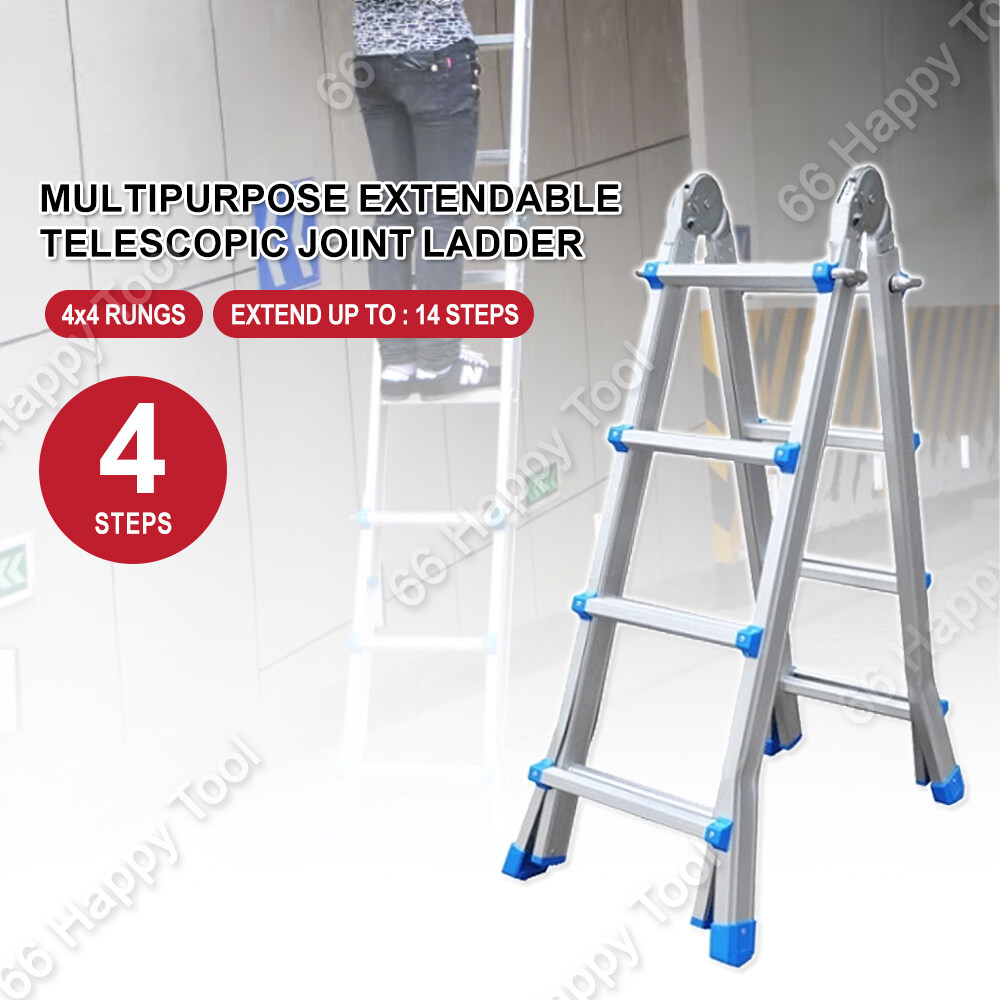 Multipurpose Aluminium Telescopic Ladder Extension 3 / 4 Steps Aluminum ...