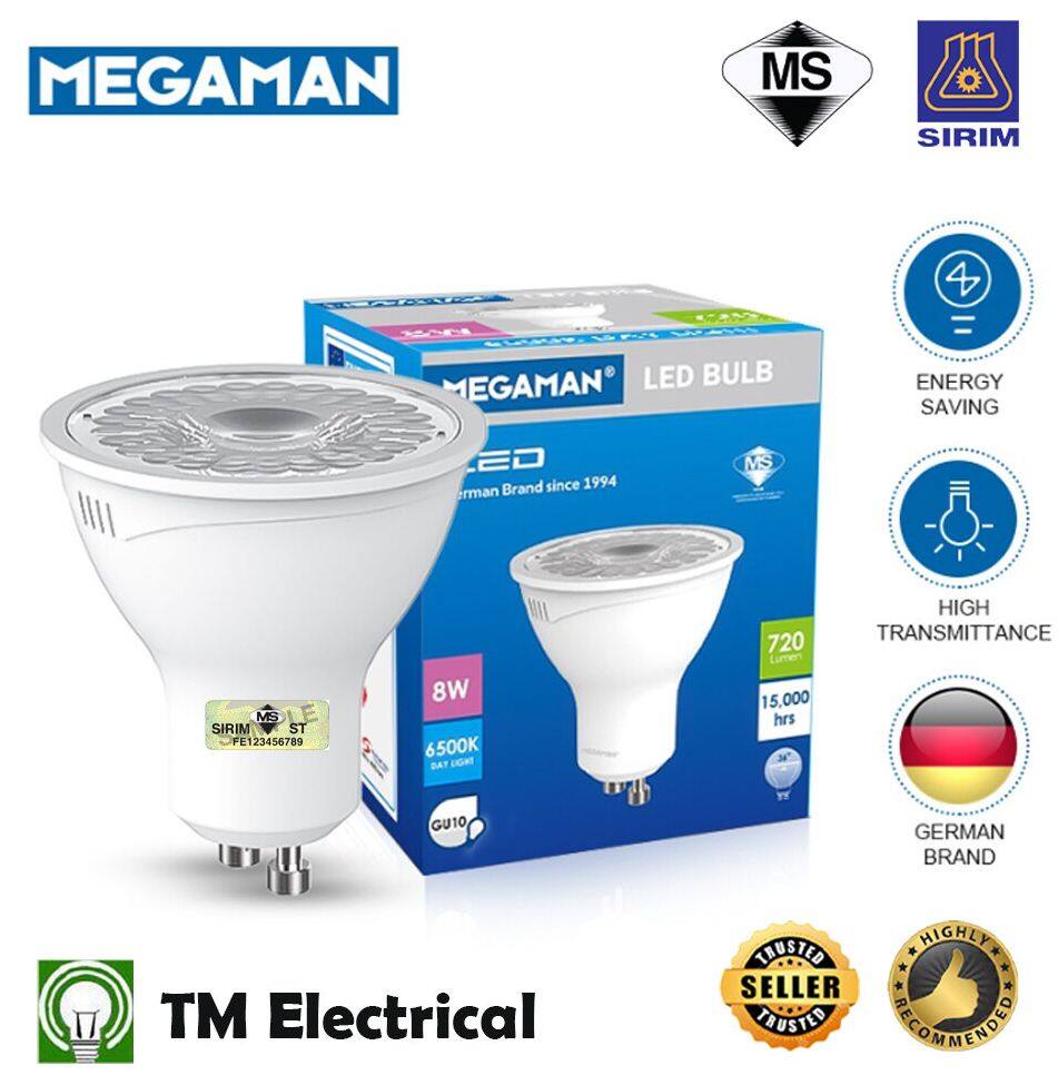 Megaman LED GU10 Light Replacement Downlight Shop Tracklight Bulb (8W ...