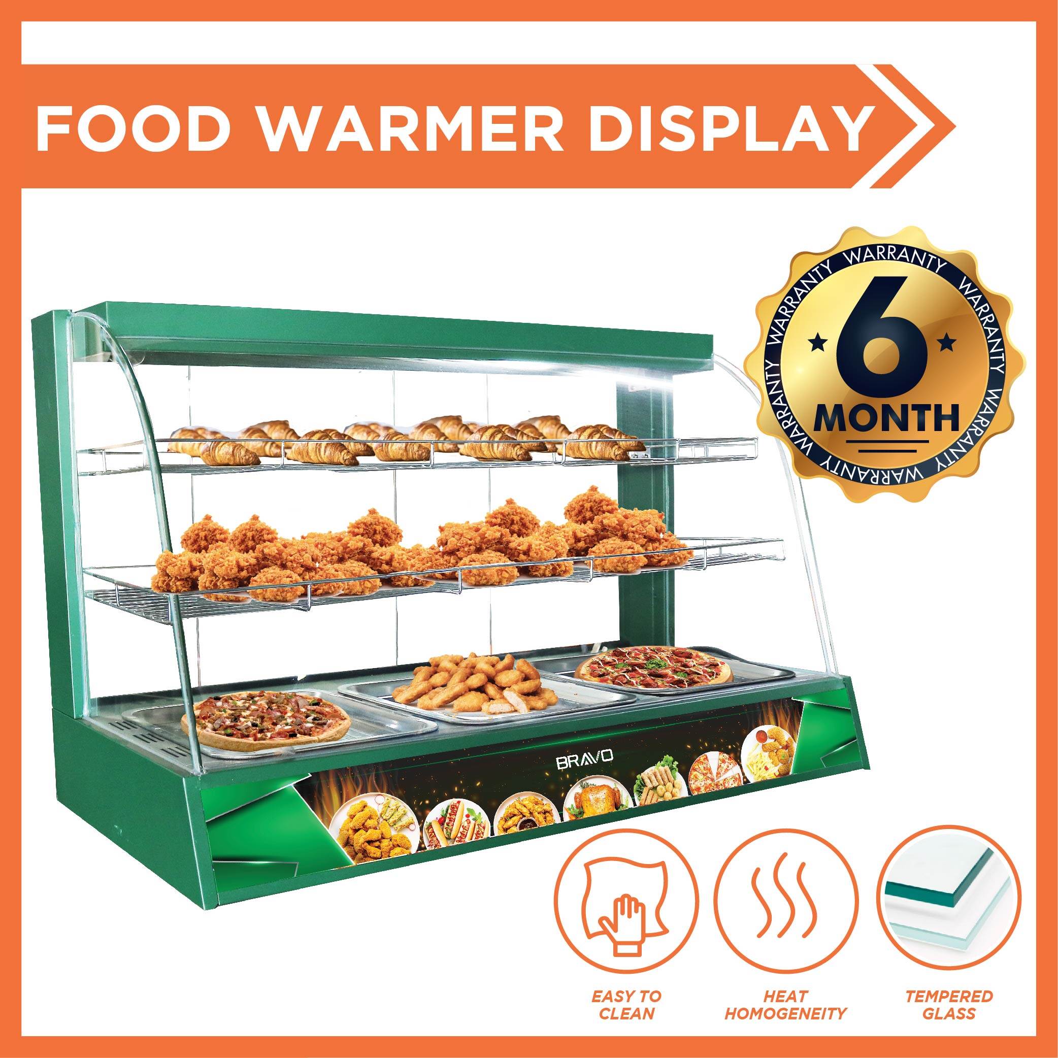 BRAVO Food Warmer Display Pemanas Makanan Warmer Showcase Commercial ...