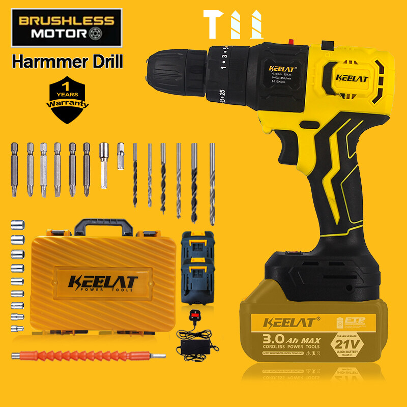 KEELAT 12 in 1 Multi-Optional Brushless Cordless Drill Impact Wrench ...