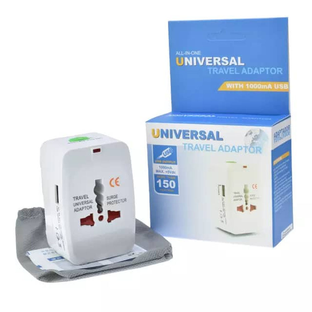 Universal Travel Adapter with 2 USB Port Socket International Converter ...