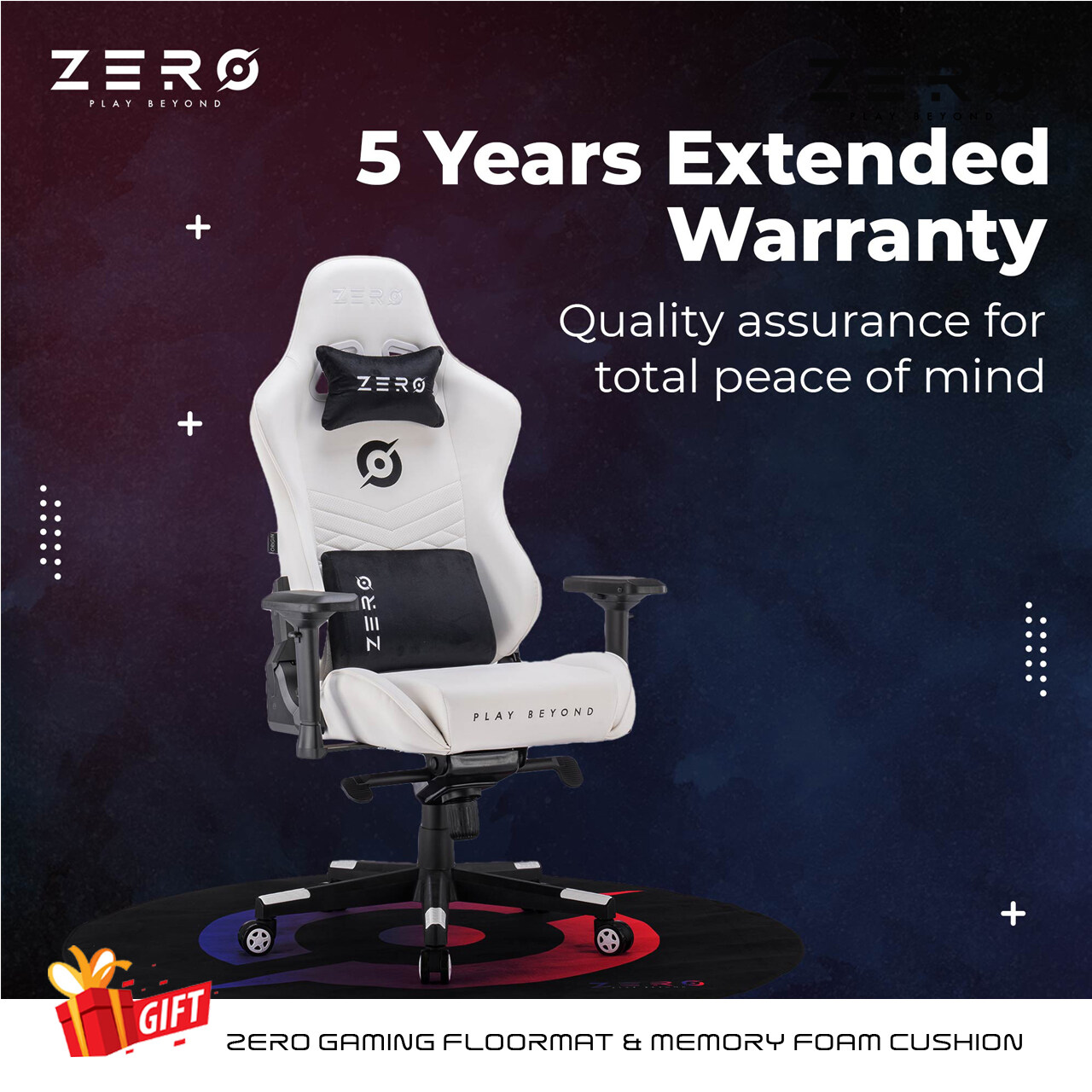 ZERO Gaming Chair Kerusi Gaming - Origin Series Arctic White (5 Years ...