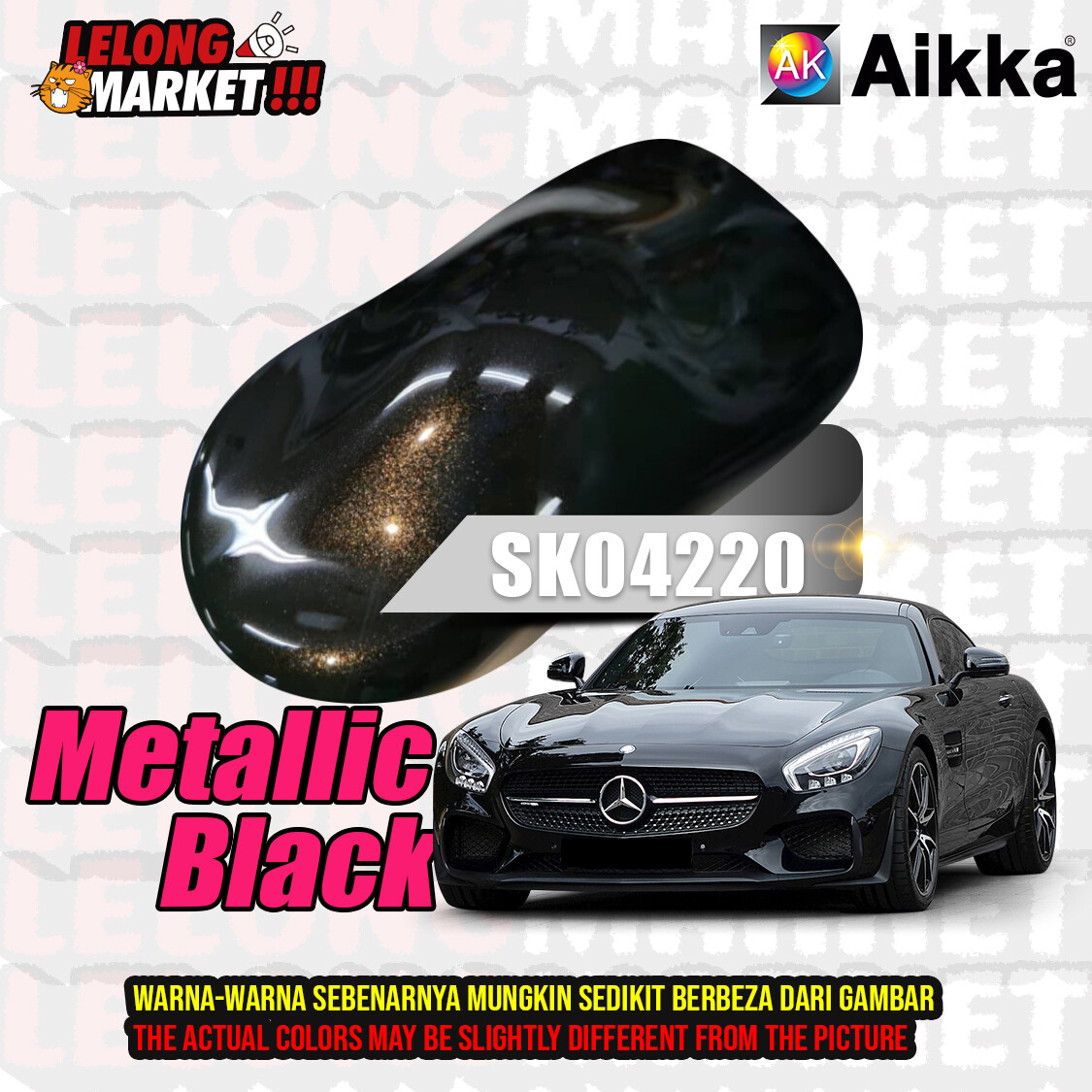 AIKKA [ SK04220 Metallic Black ] Kaler Hitam Kereta Motor Cat Bancuh ...