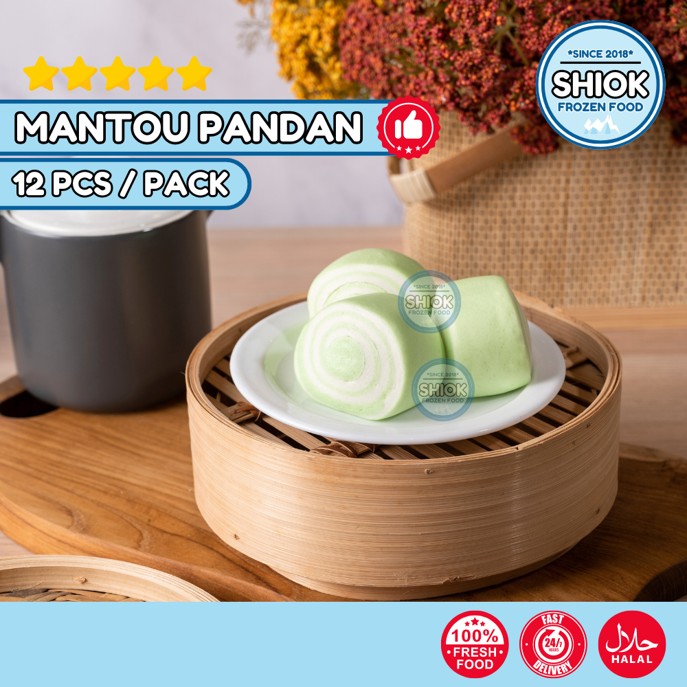 HALAL Dim Sum | Mantou Pandan - Pandan Mantou | 馒头 | 12pcs / Pack (KV ...