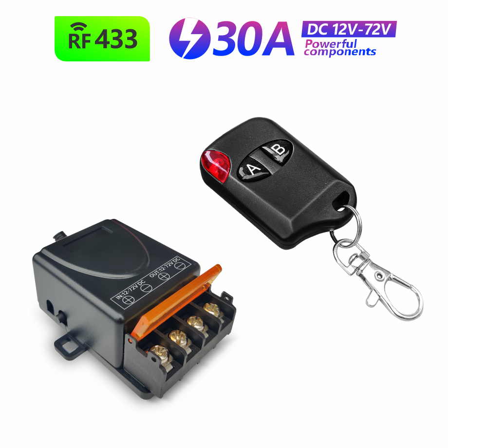 WenQia RF 433MHz DC 6V 12V 24V 36V 72V 30A Wireless Remote Controller ...