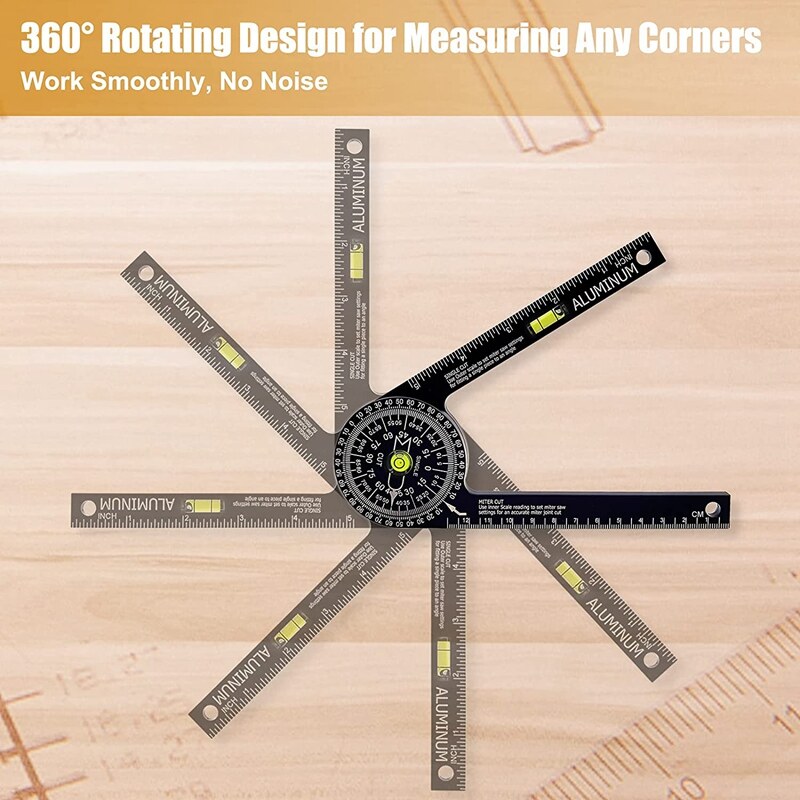 Miter Saw Protractor Rustproof Aluminum Angle Finder Gauge with Ruler ...
