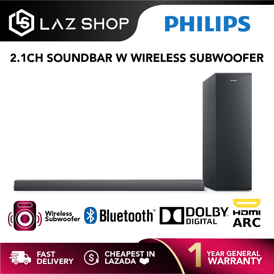Philips Bluetooth Soundbar With 2.1 CH Wireless Subwoofer TAB6305 ...