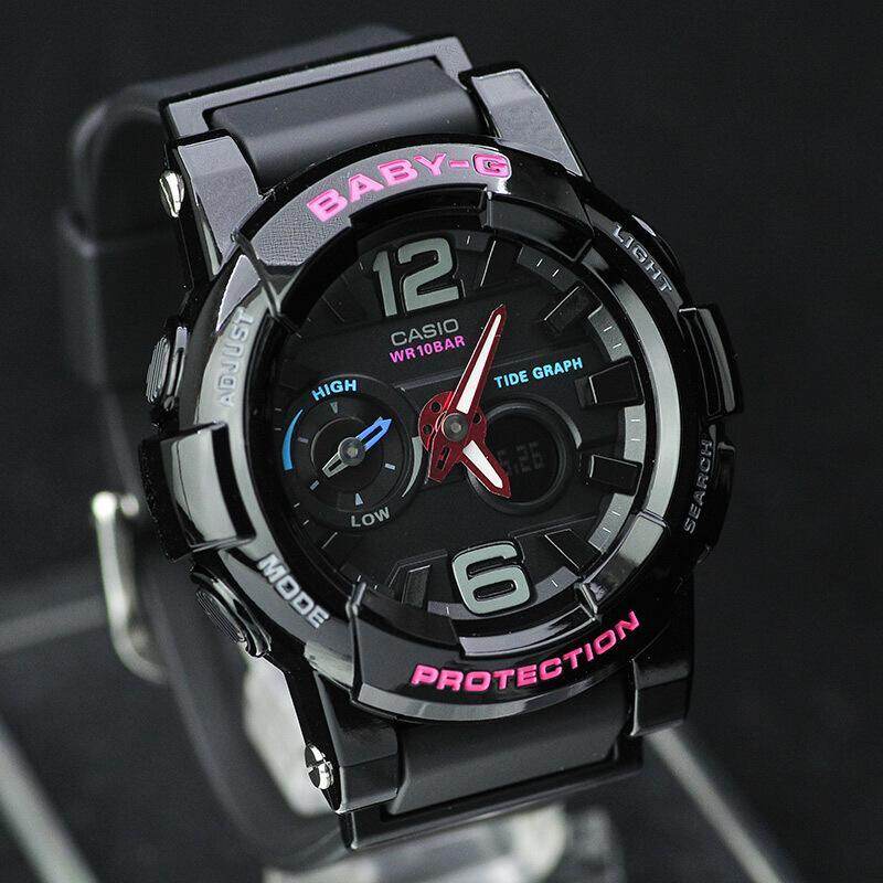 Original Baby-G BGA-180-1BPR สตรีนาฬิกากีฬา Duo W/เวลา200M กันน้ำกัน ...