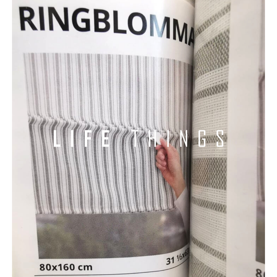 IKEA RINGBLOMMA Roman blind, Bidai Roman (white/green/striped) | Lazada