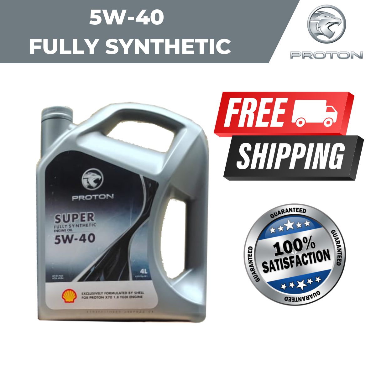 GENUINE Proton Engine Oil 5W40 SUPER FULLY SYNTHETIC (Packed by SHELL ...
