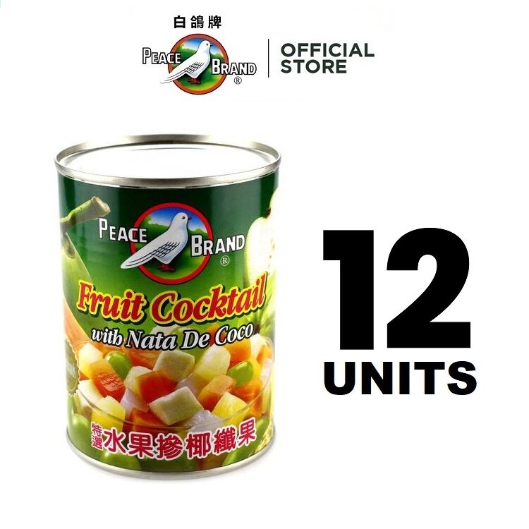 [12 CANS] PEACE BRAND Fruit Cocktail with Nata De Coco (850g x 12 Units ...