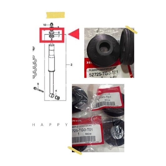 *ORIGINAL HONDA TMO CITY GM2 REAR/ BELAKANG ABSORBER MOUNTING RUBBER ...