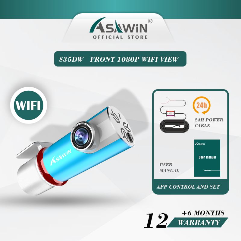 Asawin S35DW WiFi เครื่องบันทึกการขับขี่ สำหรับ กล้องติดรถยนต์ Full HD ...