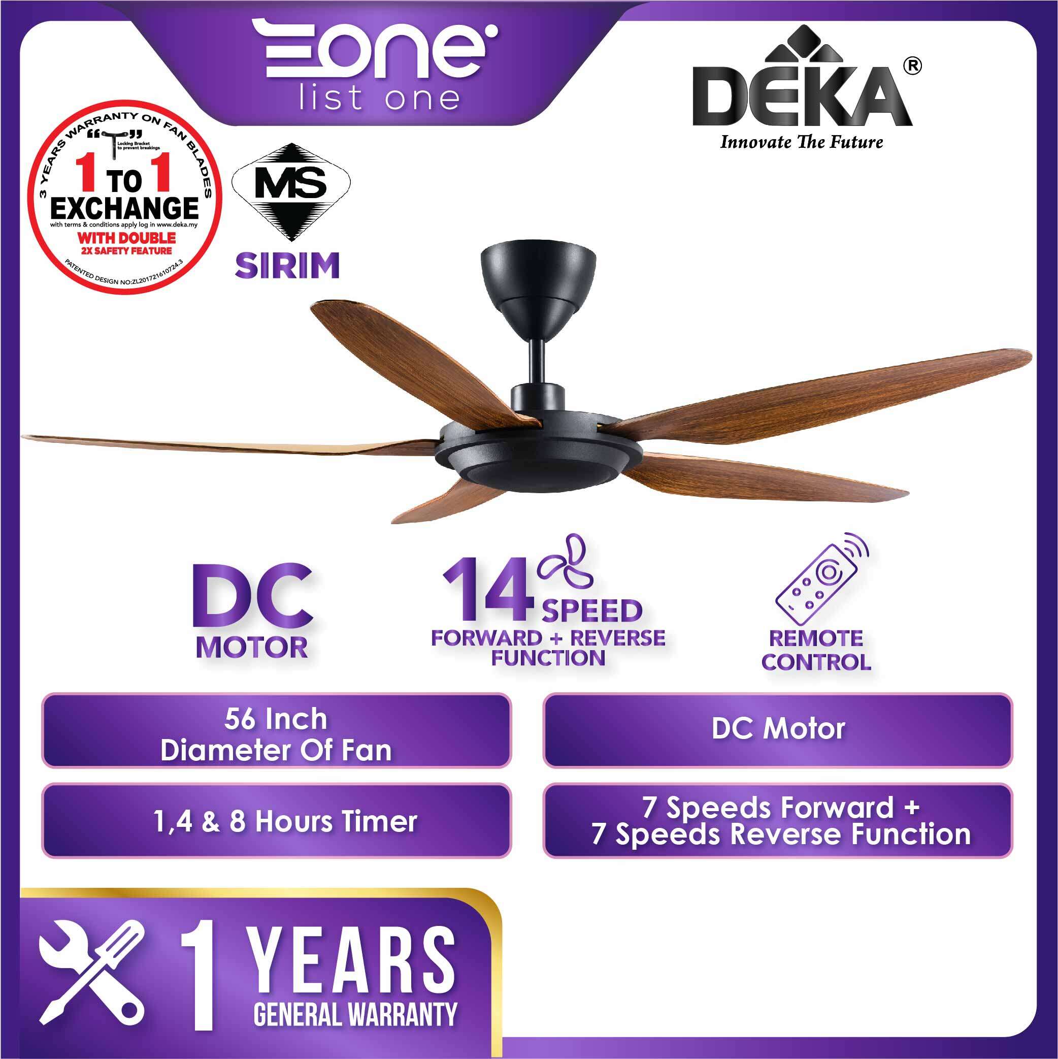 Deka 56" 14 Speed DC Motor 5 Blades Ceiling Fan With Remote Control ...