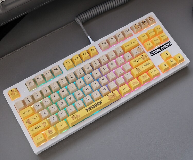 131 Keys/set Psyduck Keycaps OEM Profile PBT Dye Subbed Key Caps For MX ...