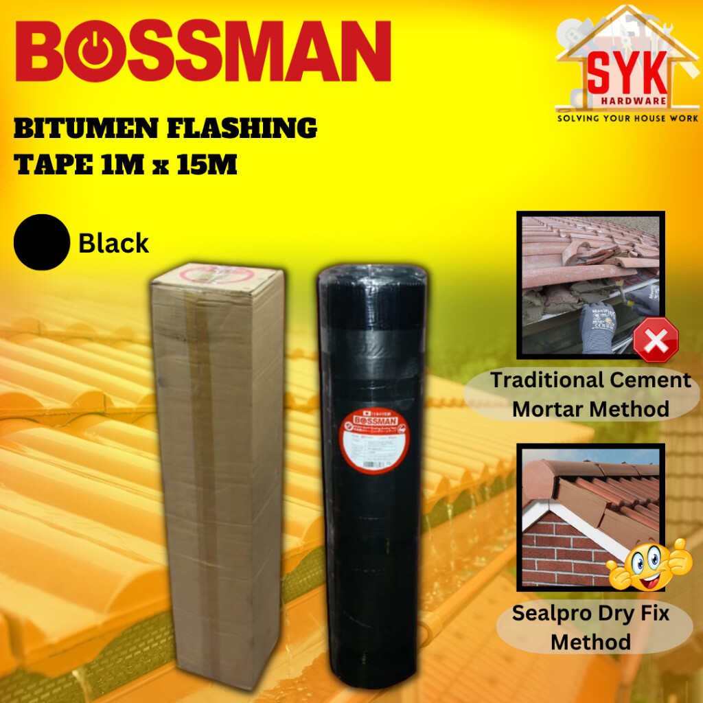 SYK Bossman BFT115 Bitumen Flashing Tape 1m x 15 m Roofing Sealing ...