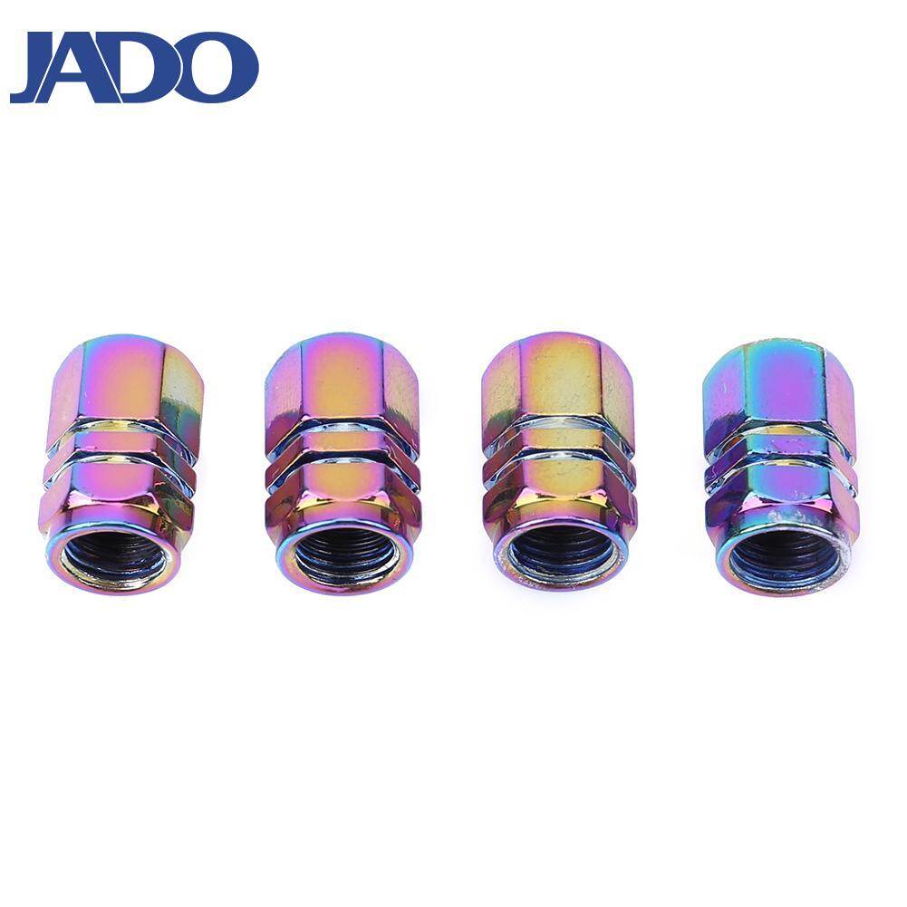 [JADO] 4ชิ้นที่มีสีสันหกเหลี่ยมอลูมิเนียมรถยนต์รถจักรยานยนต์ยางวาล์ว ...