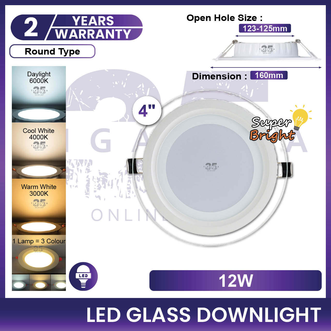 LED Glass Downlight 4Inch 12W / 6Inch 18W Round Square LED Panel Light ...