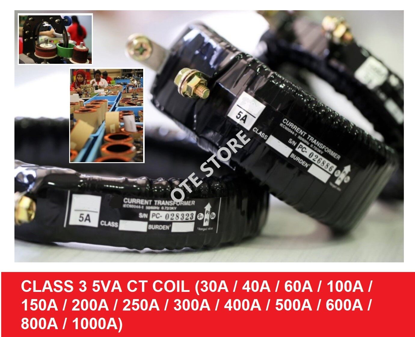 CLASS 3 5VA CURRENT TRANSFORMER CT COIL(30A / 60A / 100A / 150A / 200A / 250A / 300A / 400A ...