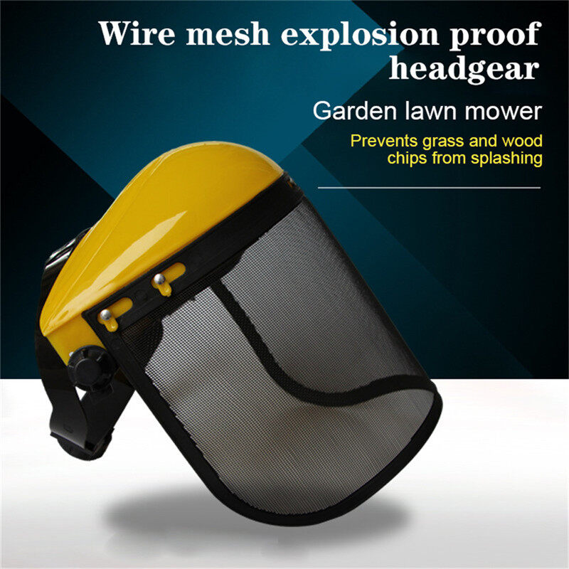 Garden Grass Trimmer Safety Helmet Hat with Full Face Mesh Visor for ...