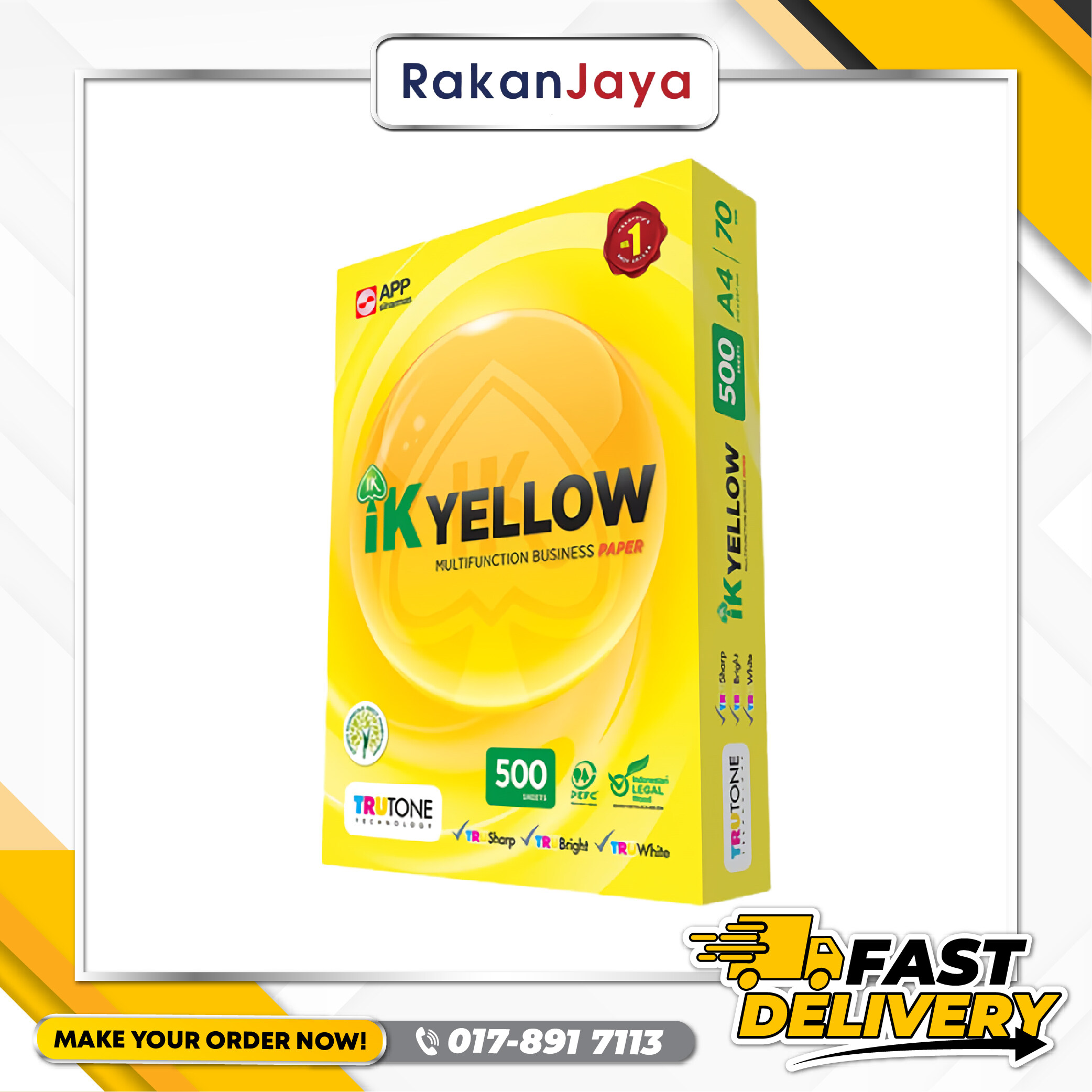 IK YELLOW A4 COPIER PAPER 1 REAM (70 GSM) 500 SHEETS - KERTAS A4 OFFICE ...