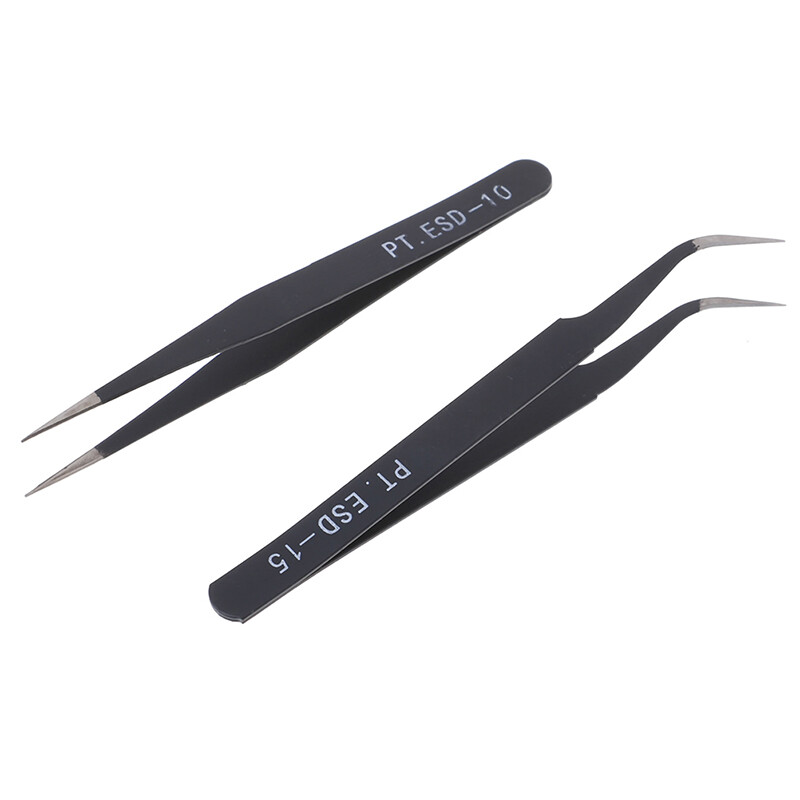 YKS 1PC Micro Point Curved Straight Tweezers Fine Tip Stainless Steel ...