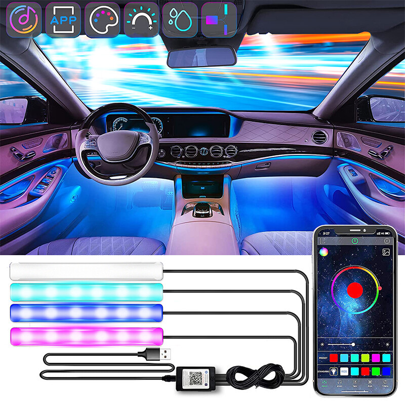 Car LED Lights, Smart Car Interior Lights with App Control, RGB Inside ...
