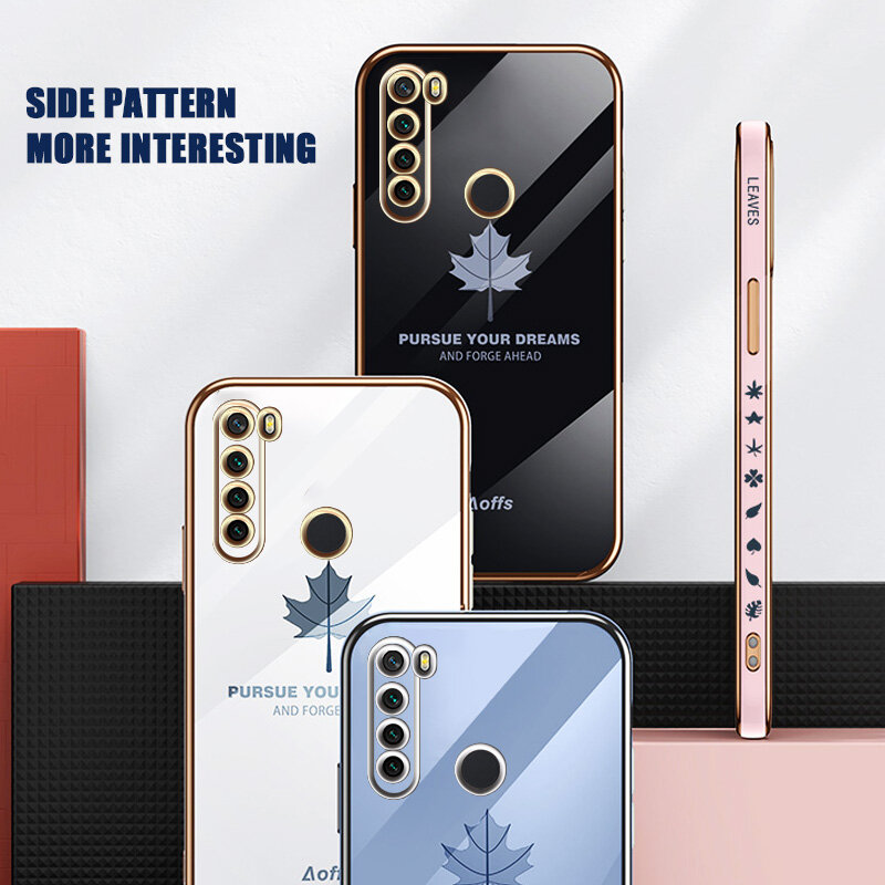 QAWSEDR เคสเคลือบใบเมเปิ้ลสำหรับ Redmi Note 8,เคส TPU นิ่มป้องกันกล้อง ...
