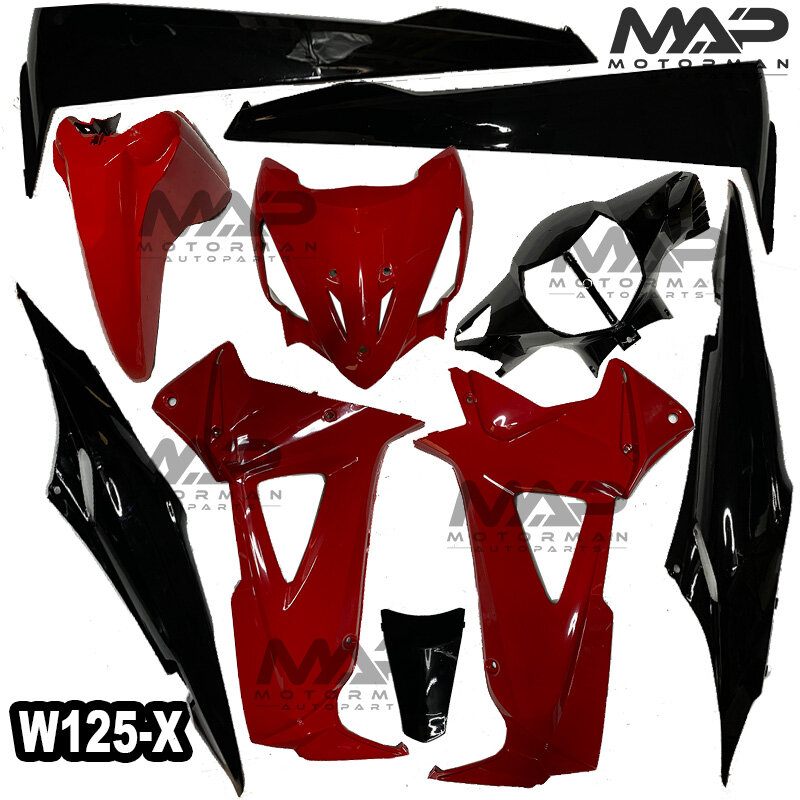 BODY COVER SET HONDA WAVE125-X (LOCAL) BLACK+RED MOTORMAN | Lazada