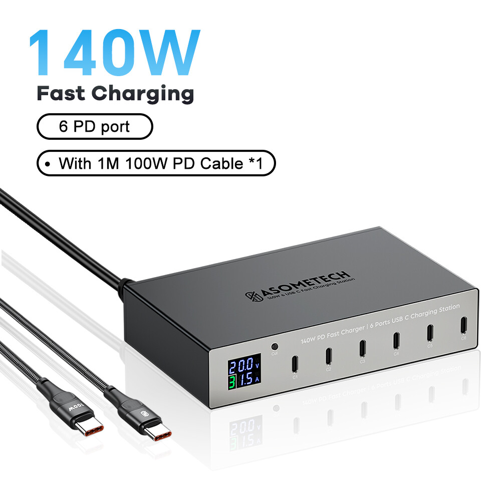 ASOMETECH 140W Multi Ports USB C Fast Charger For Phone 14 13 Pro Max ...