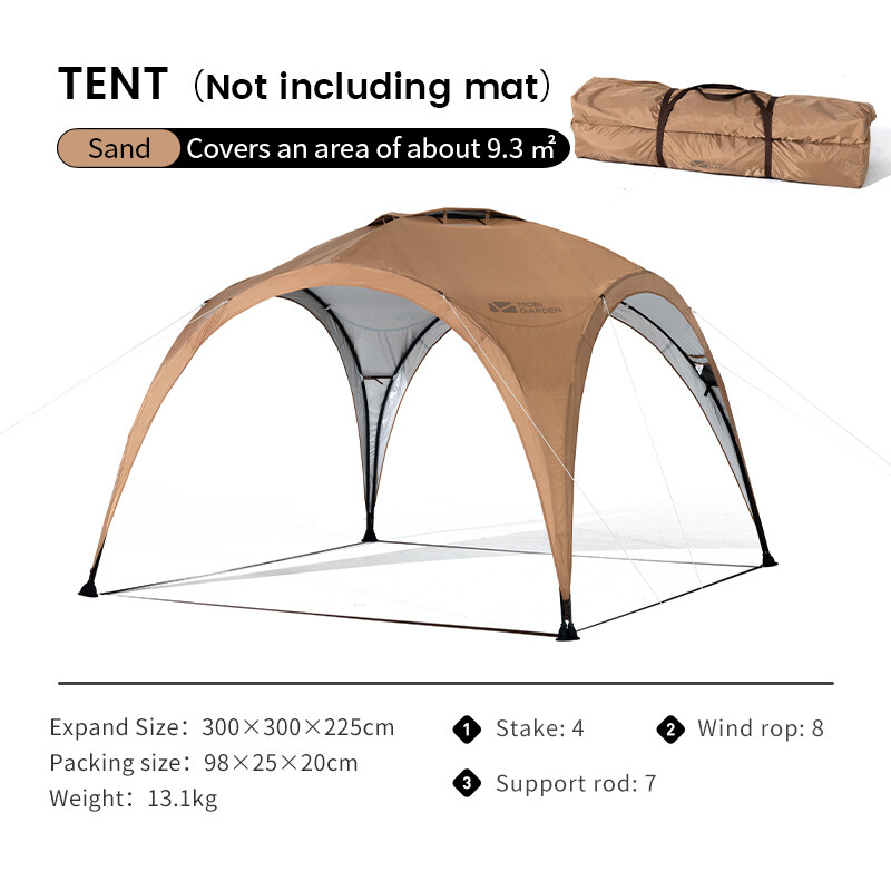 MOBI GARDEN Camping Tent Oxford Waterproof Big Space Family Glamping Tent 4 person Outdoor Beach ...