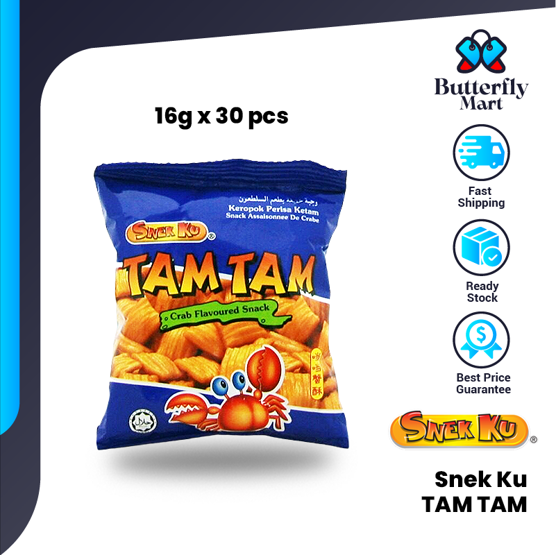 Snek Ku TAM TAM(16g x 30pcs) Keropok Udang Childhood Snack Makanan ...