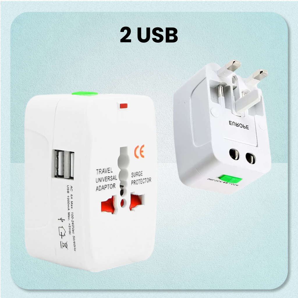 HH Travel Adaptor USB Socket Universal Multipurpose Adapter Holder ...
