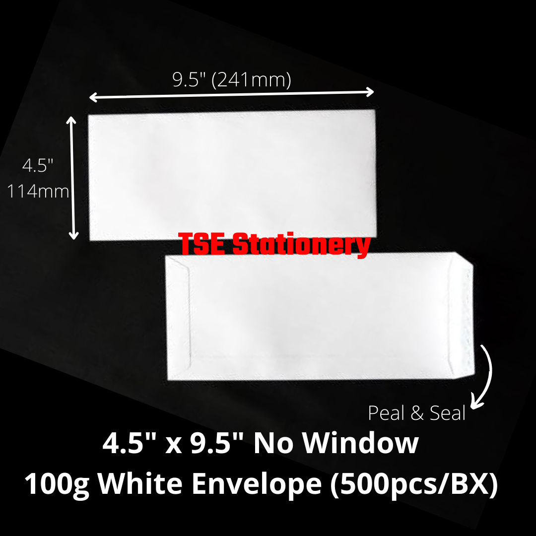 Lion File 100gsm White Envelope 4" x 9" / 4.5"x9.5" / 4.5"x9.75" Window ...
