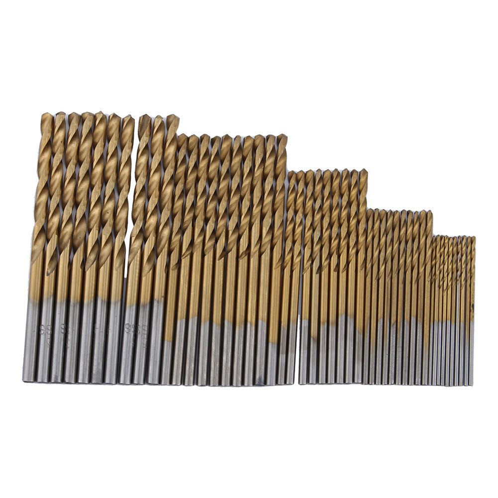 50PCS HSS Titanium Coated High Speed Steel Drill Bit Tool Set 1/1.5/2/2 ...