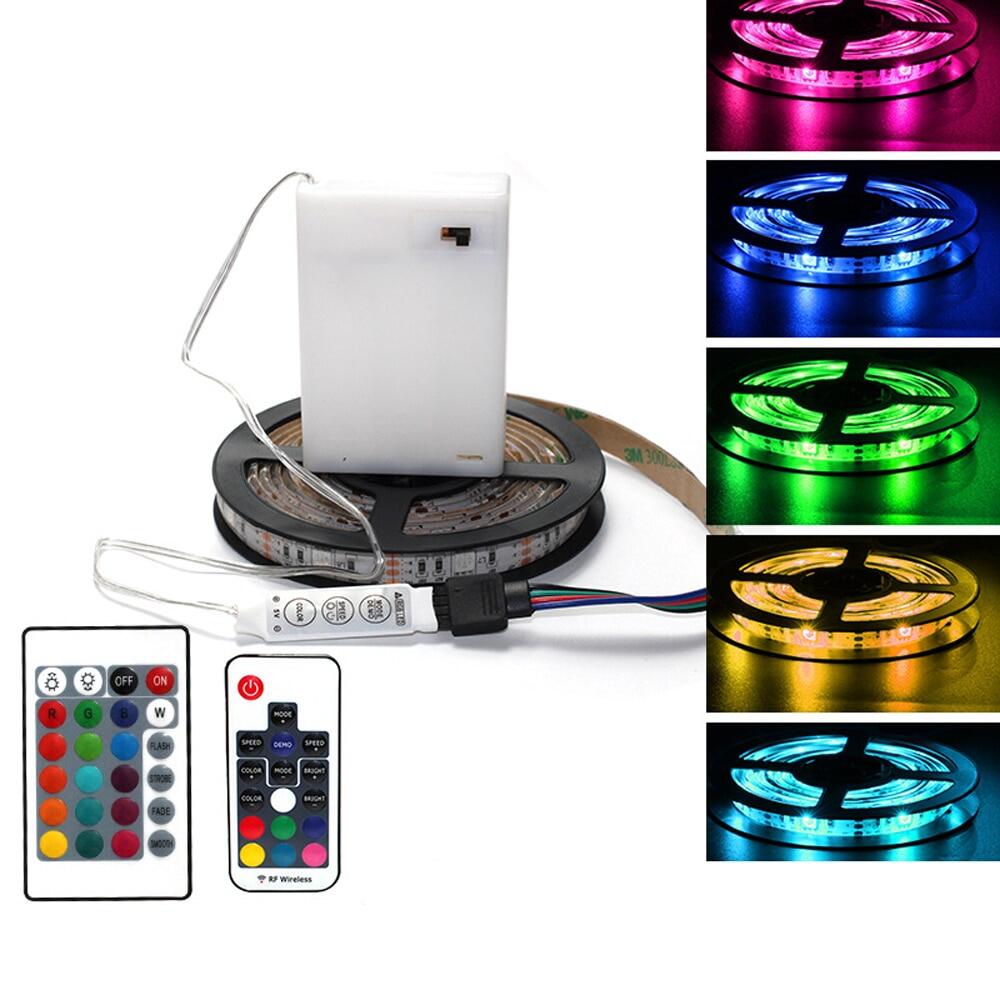 DC 5V 5050 RGB Strip LED Light Battery Powed Waterproof Ribbon Tape ...