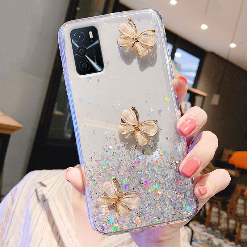 Phone Case OPPO A16 Shinny Butterfly Decorated Starry Sky Design Soft ...